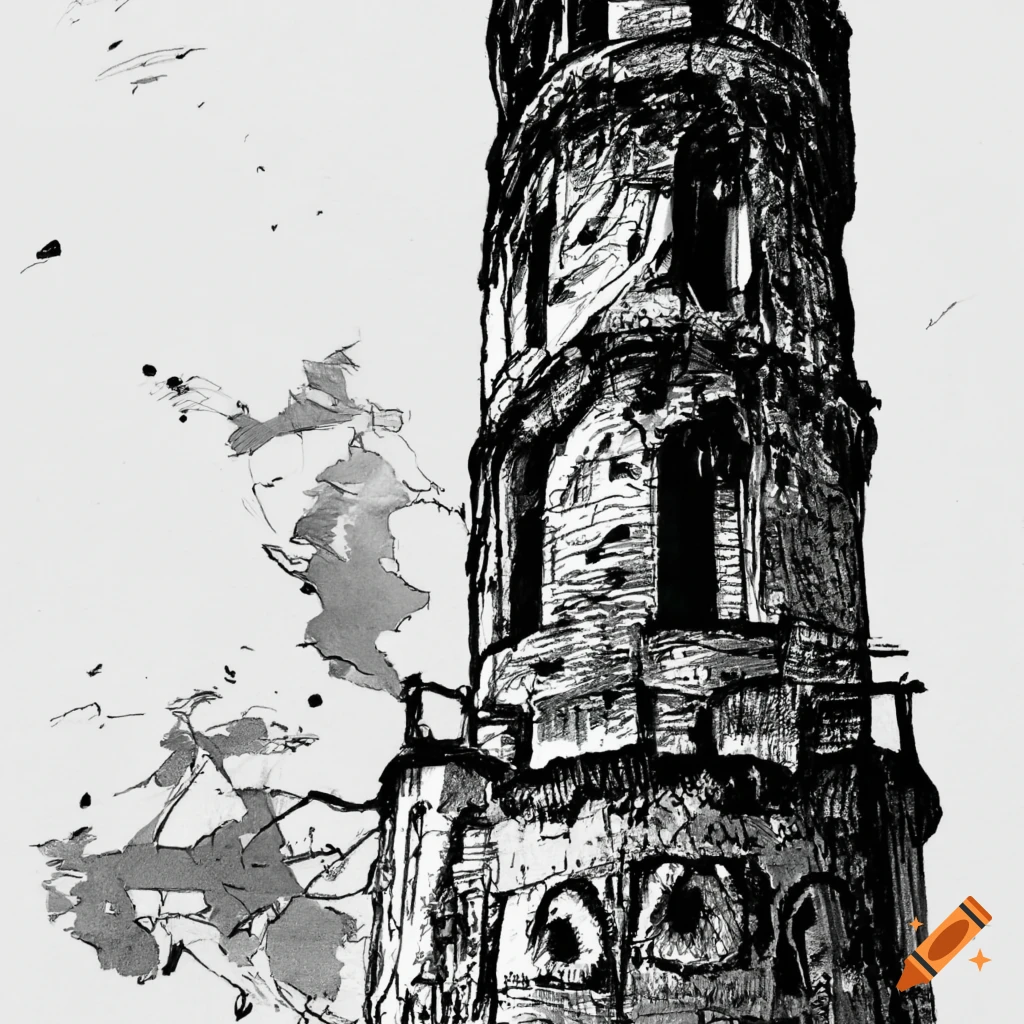 Sketch of an big old tower