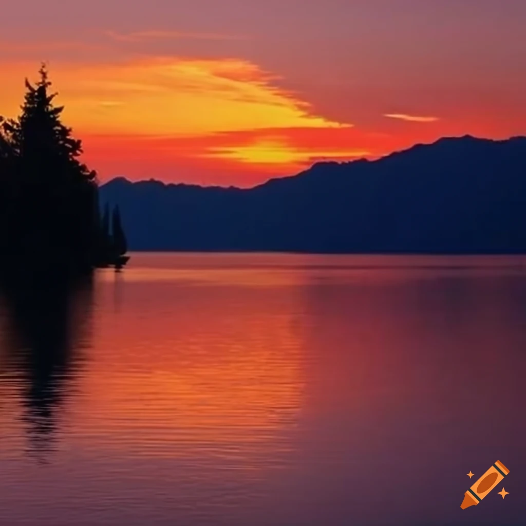 Sunset over the lake on Craiyon