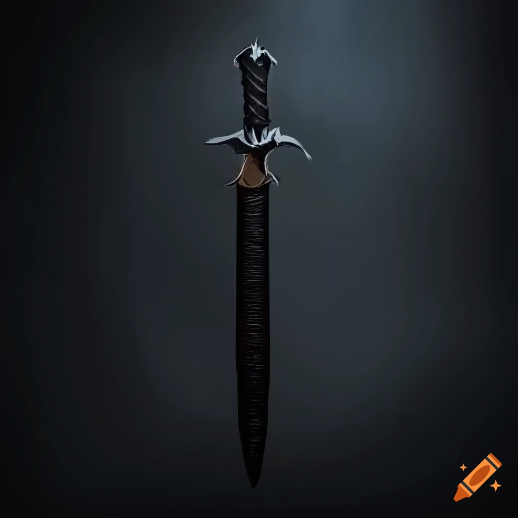 Book cover, black sword, blank background