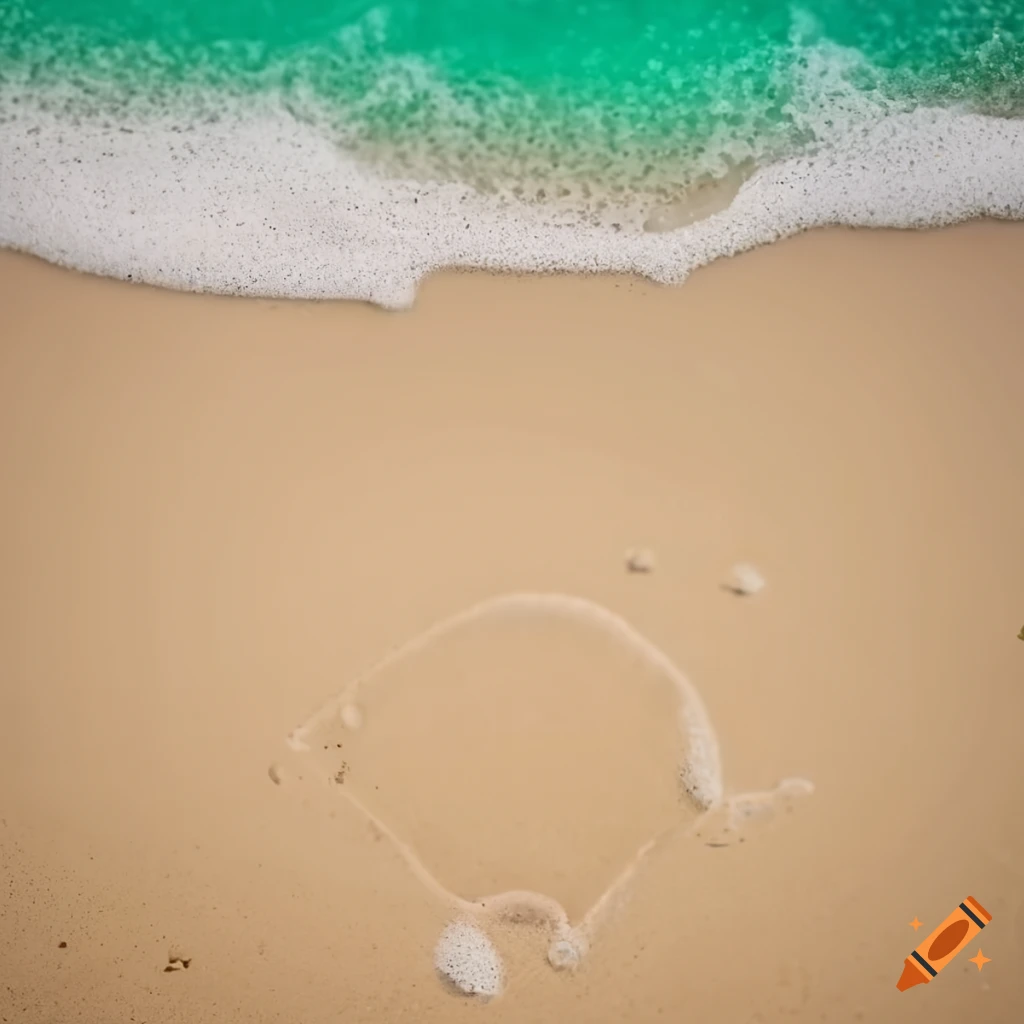 High definition closeup of sand and foam at the beach on Craiyon