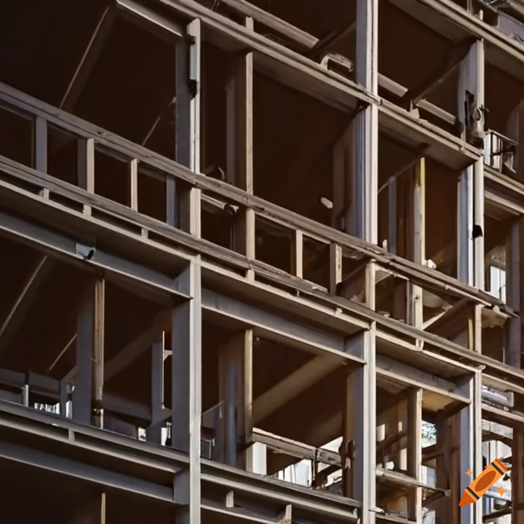 Pre engineered building framing on Craiyon