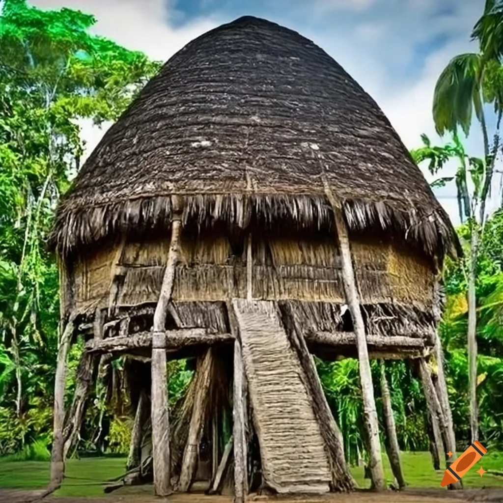 17th century tropical native hut tower on Craiyon