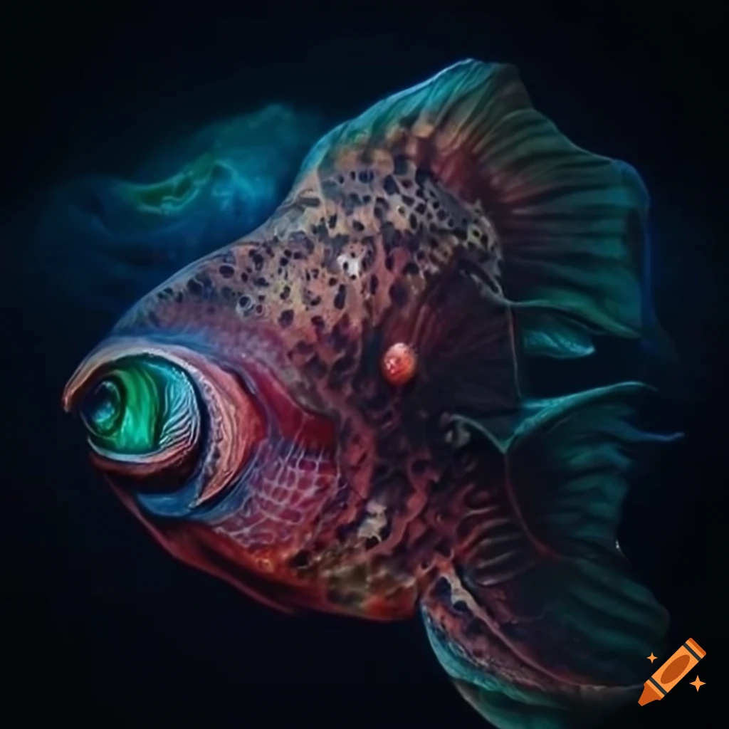 Poisson abyssal surréaliste algues folles on Craiyon