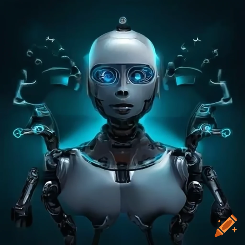 A futuristic robot solving a puzzle on Craiyon