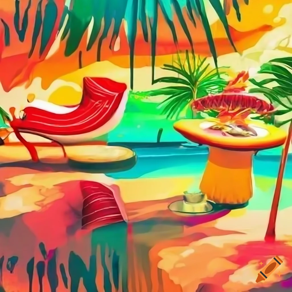 Album art for a song called cuban cooking, high energy bright colors ...