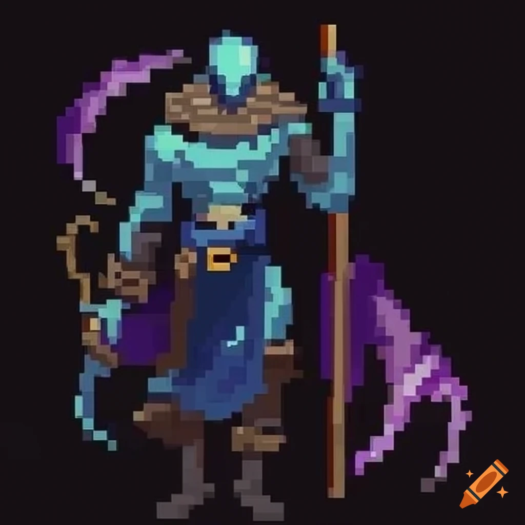 Pixel art of Kain from Soul Reaver game on Craiyon