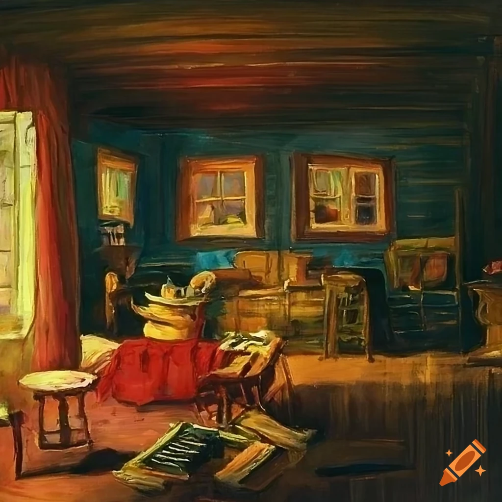 Cottage lounge painting by neo rauch