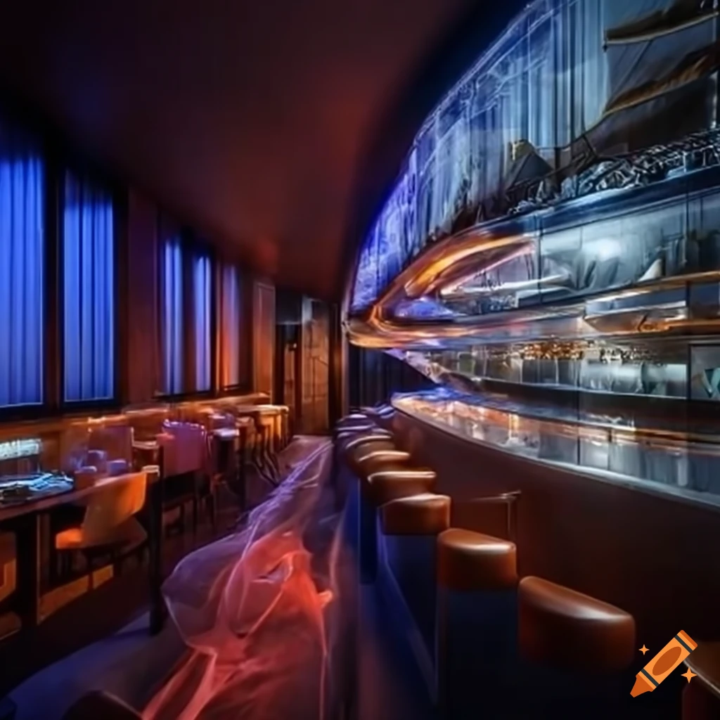 Futuristic restaurant, high detailed, sharp on Craiyon