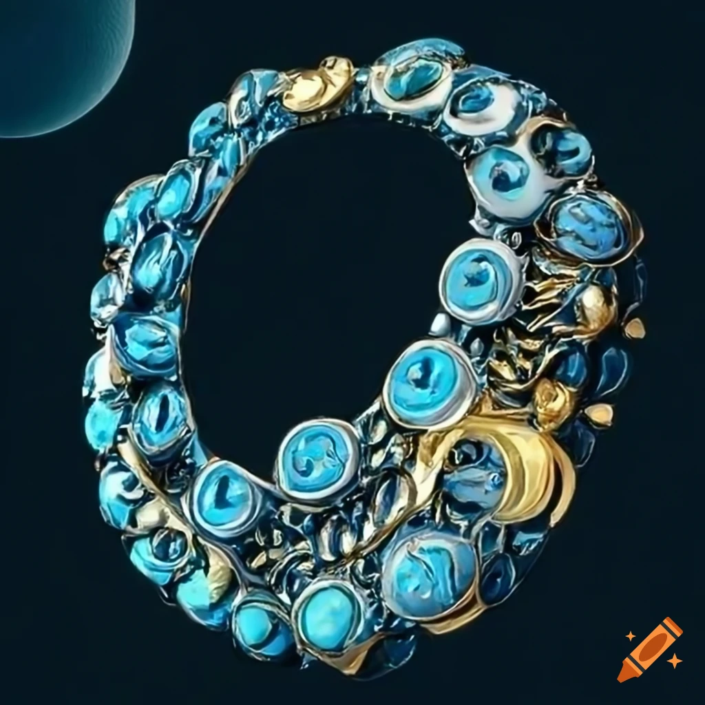 18k white and yellow gold futuristic, fantasy, freeform, and high tech ...