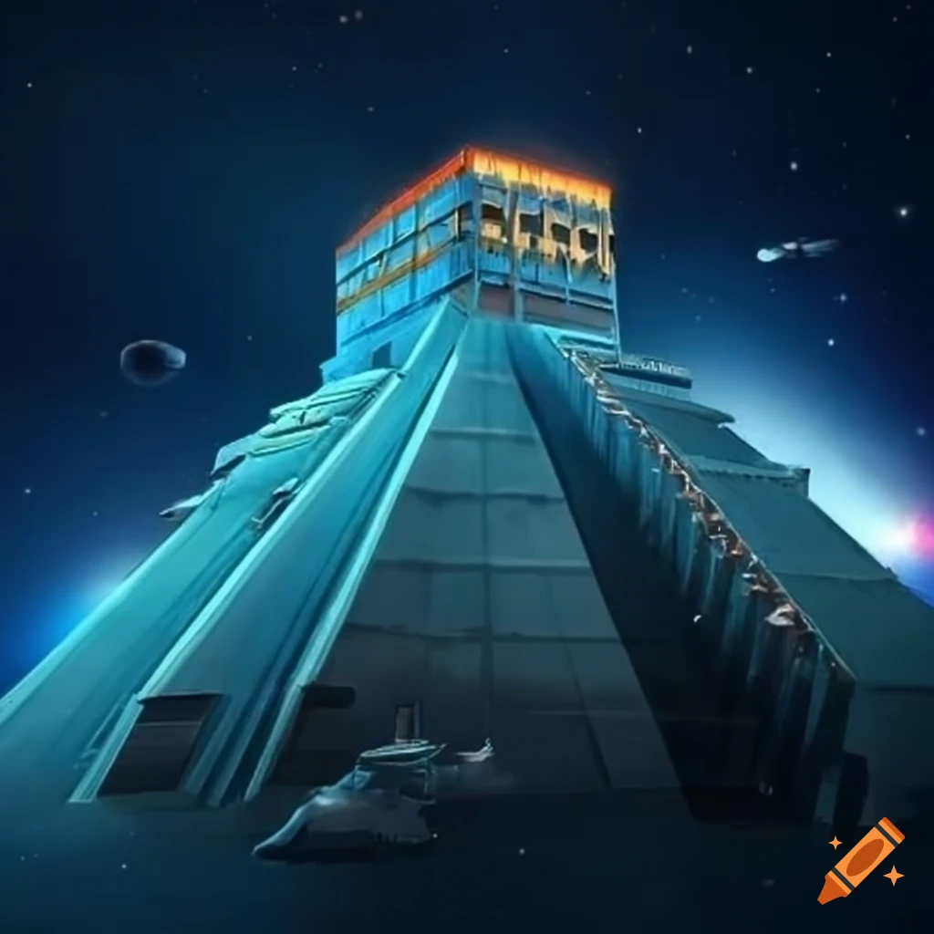 Space ship and ziggurat on Craiyon