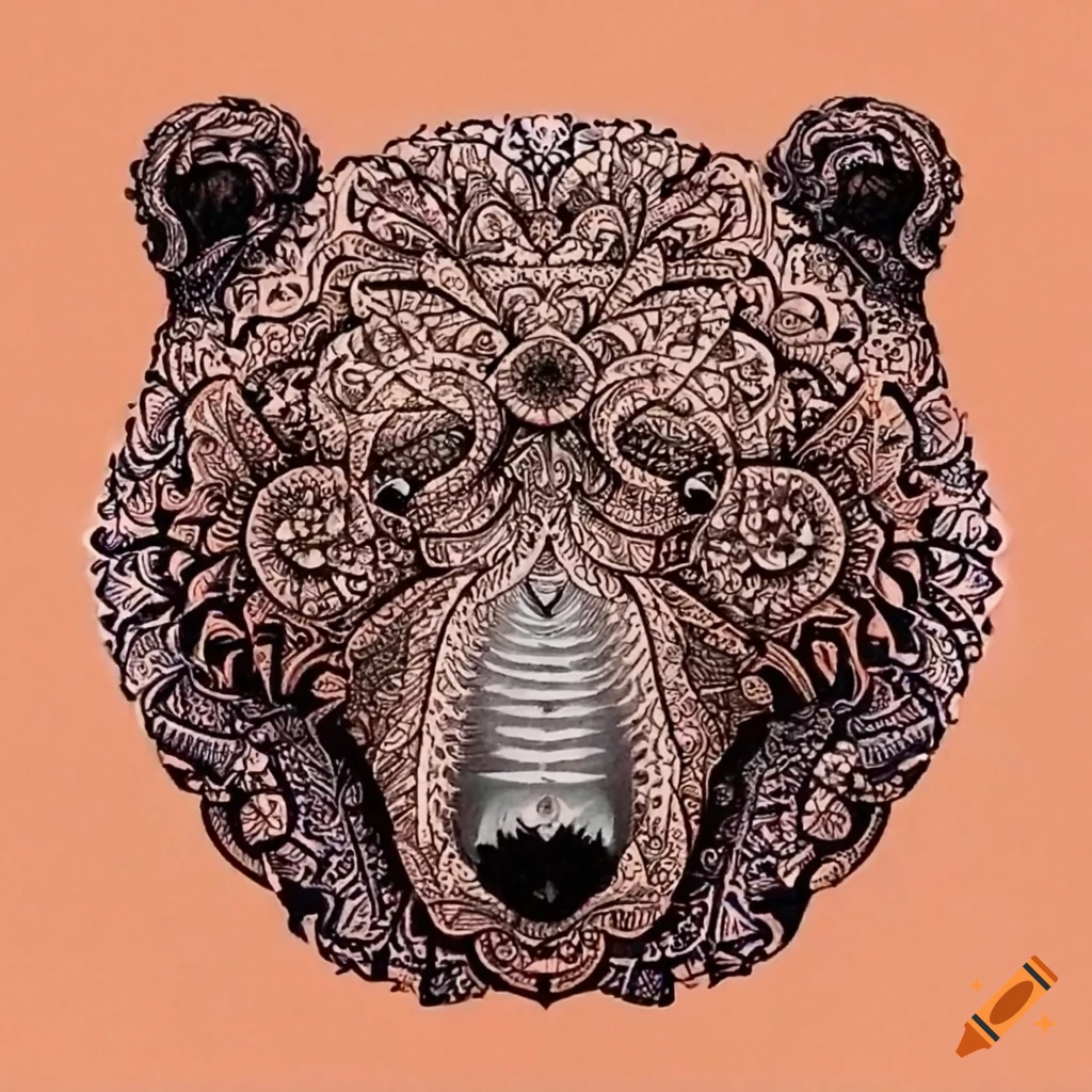 A Bear uncolored mandala on Craiyon