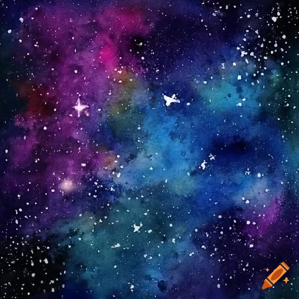 1000 stars in a night sky, watercolor by t.w.schaller