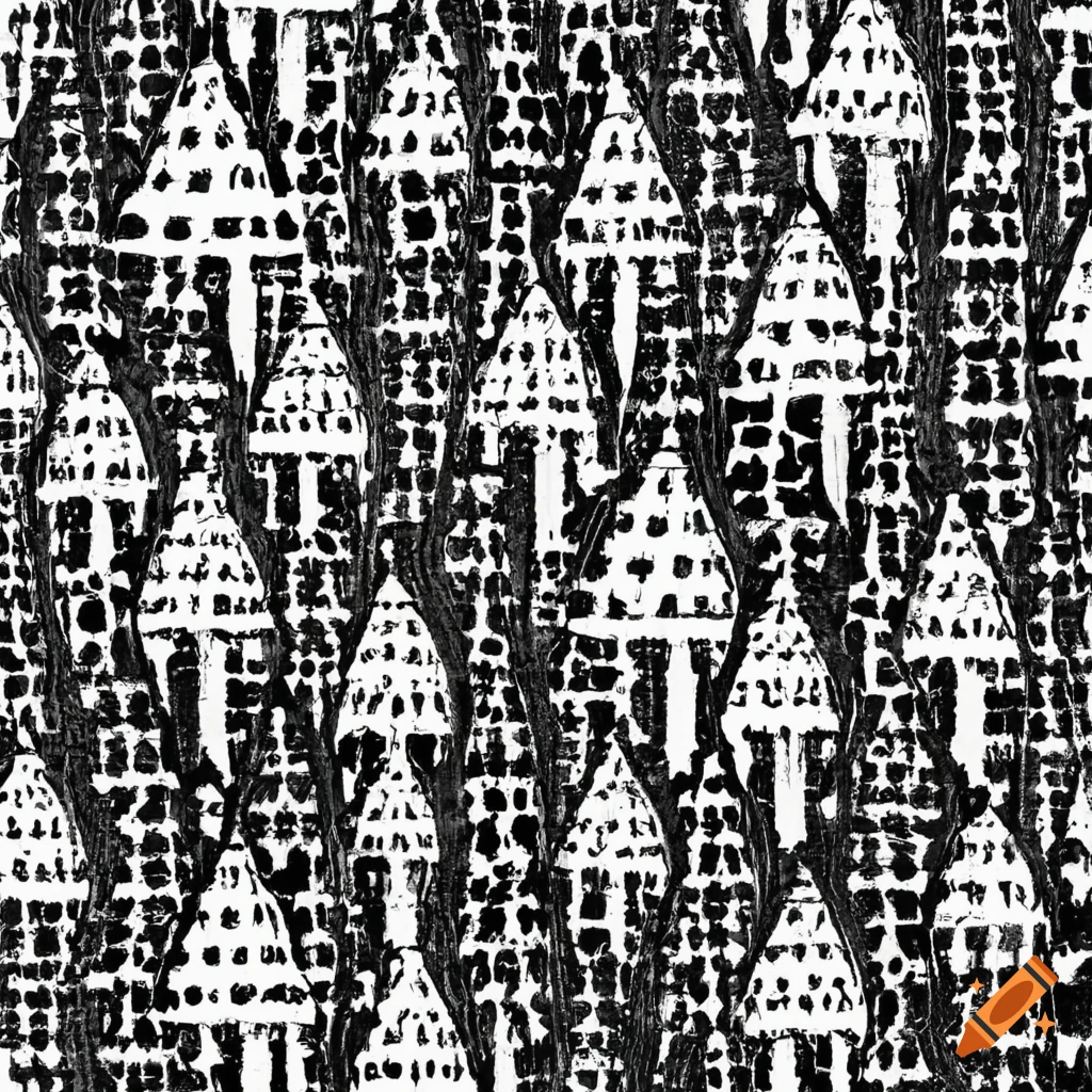 Black ink repeating pattern trees