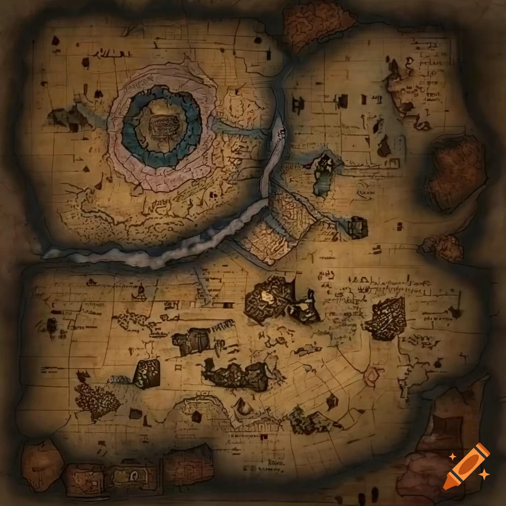 Wasteland world map, highly detailed, medieval, d&d, GoT, fantasy, cartography on Craiyon