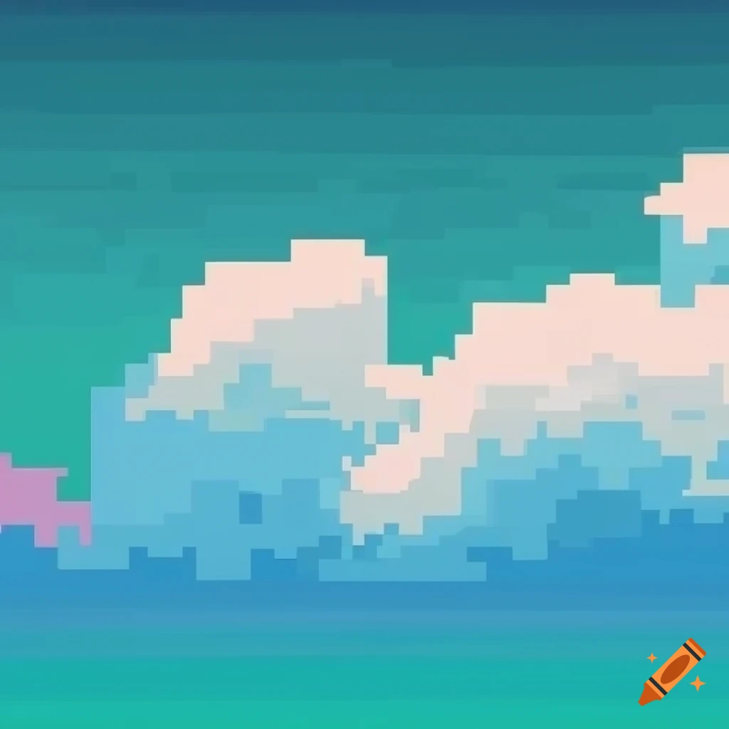 Pixel 2d day background with clouds