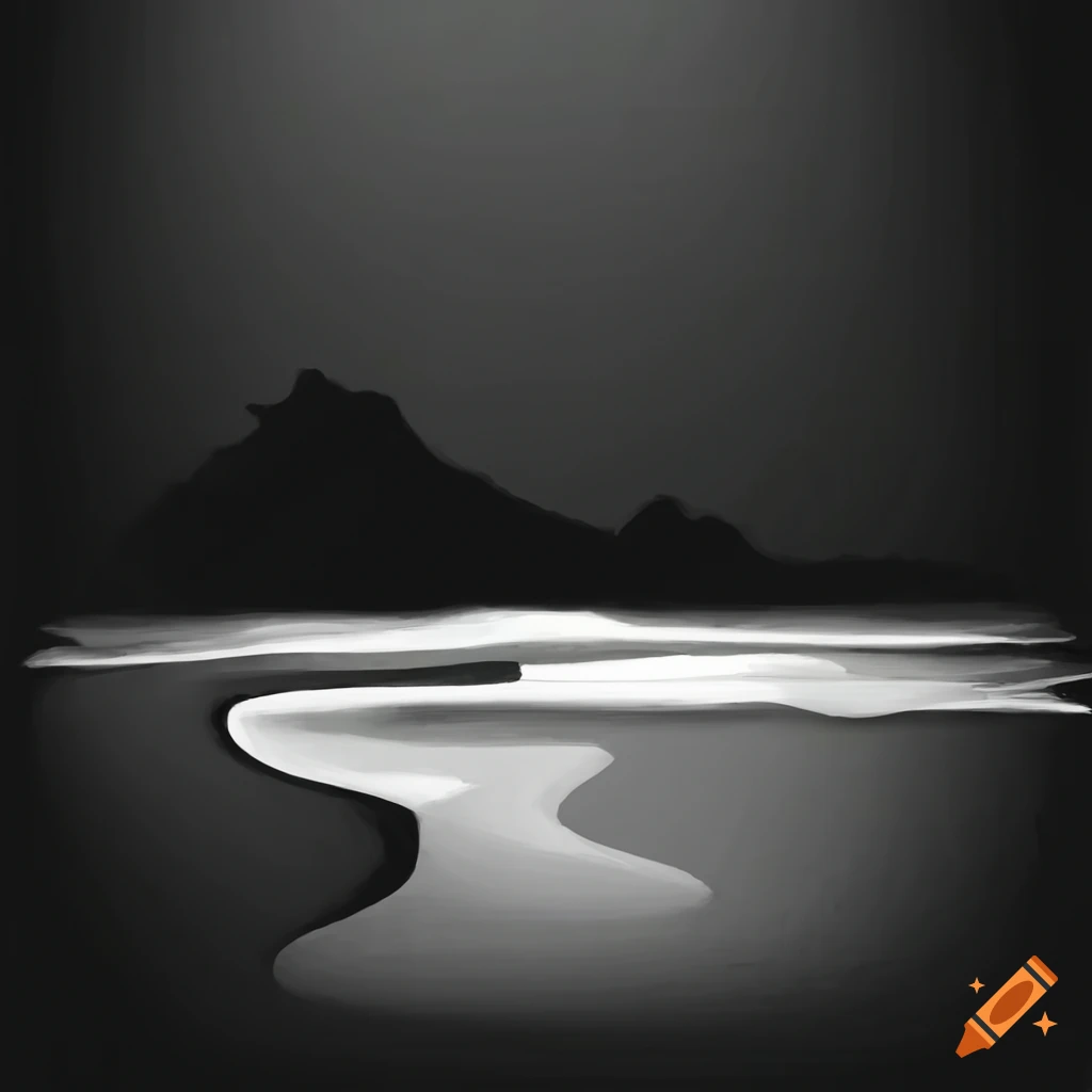 Black ink art empty sand beach on Craiyon