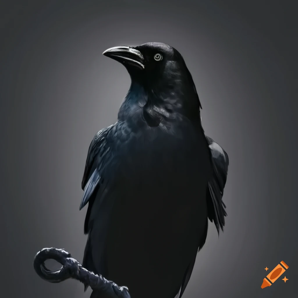 A black raven holding a key on Craiyon