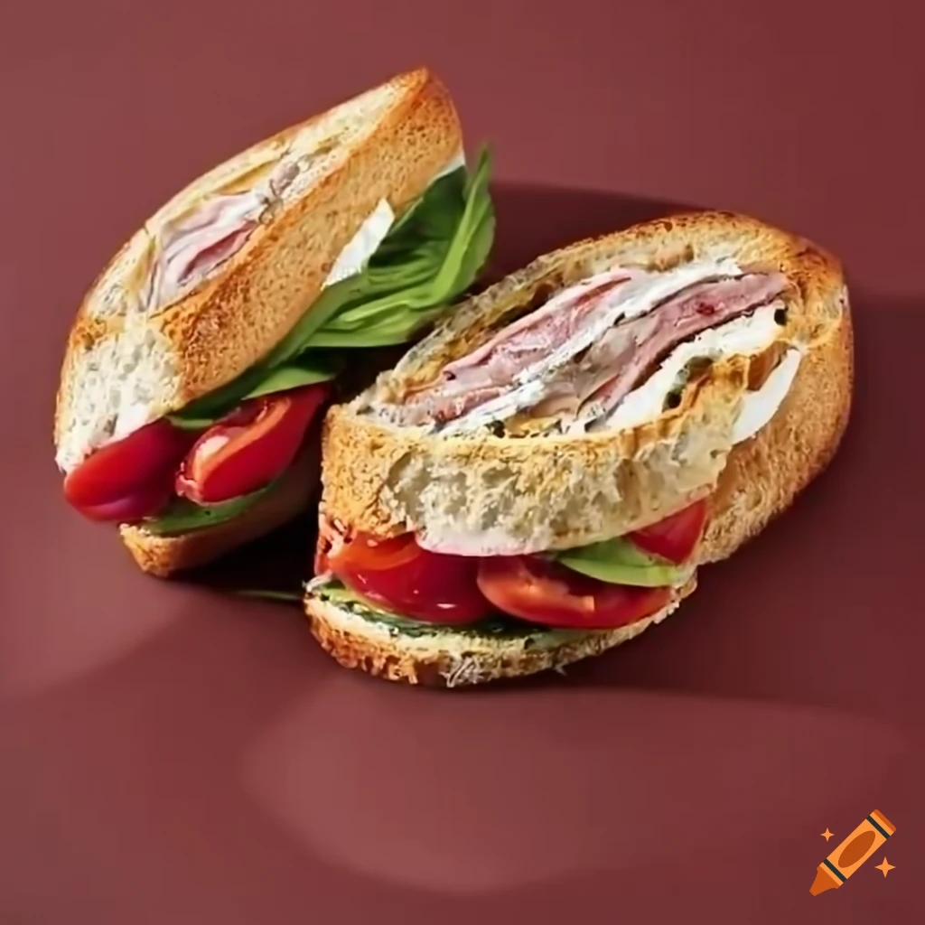 Closed sandwich with tomatoes, mozzarella and anchovies