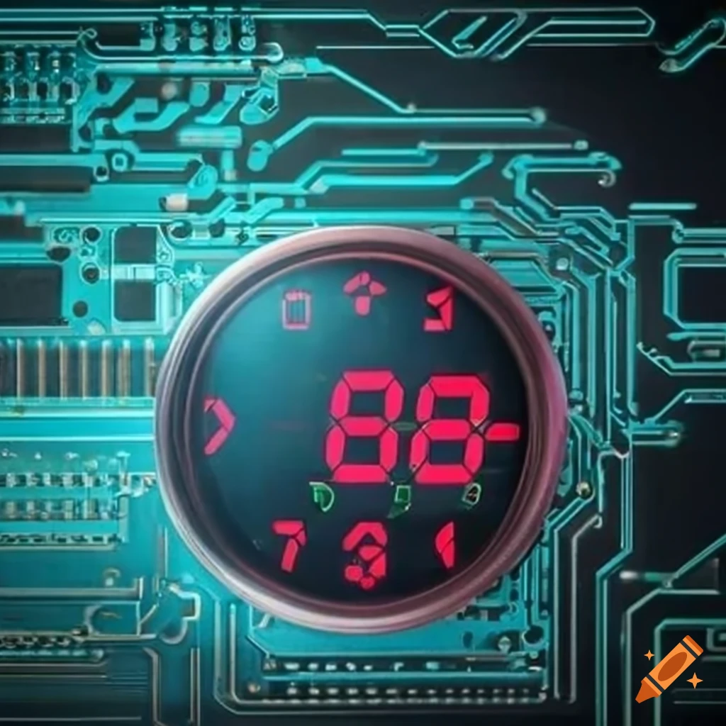 DIGITAL CLOCK WITH CIRCUIT BOARD on Craiyon
