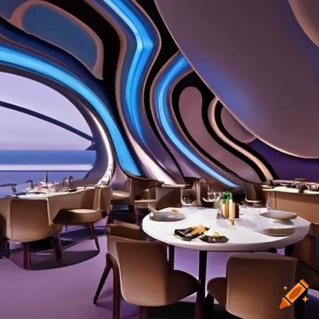 Futuristic restaurant, high end details on Craiyon