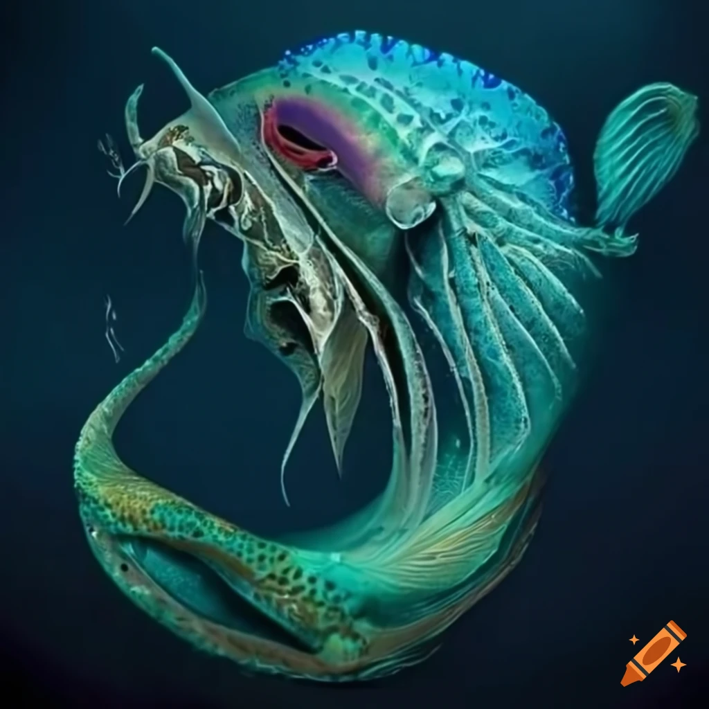 Poisson abyssal surréaliste algues folles on Craiyon