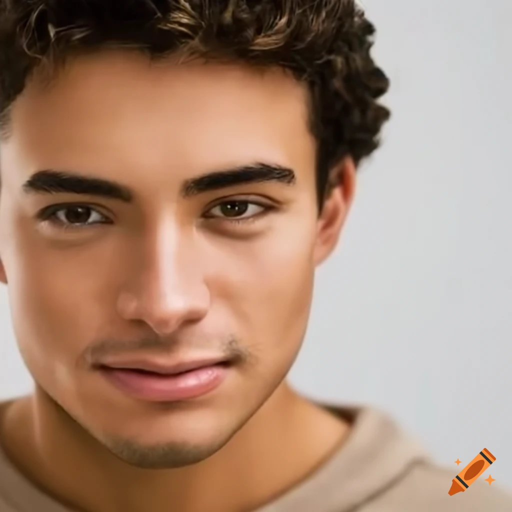 Latino man with brown hair wearing beige pullover on Craiyon