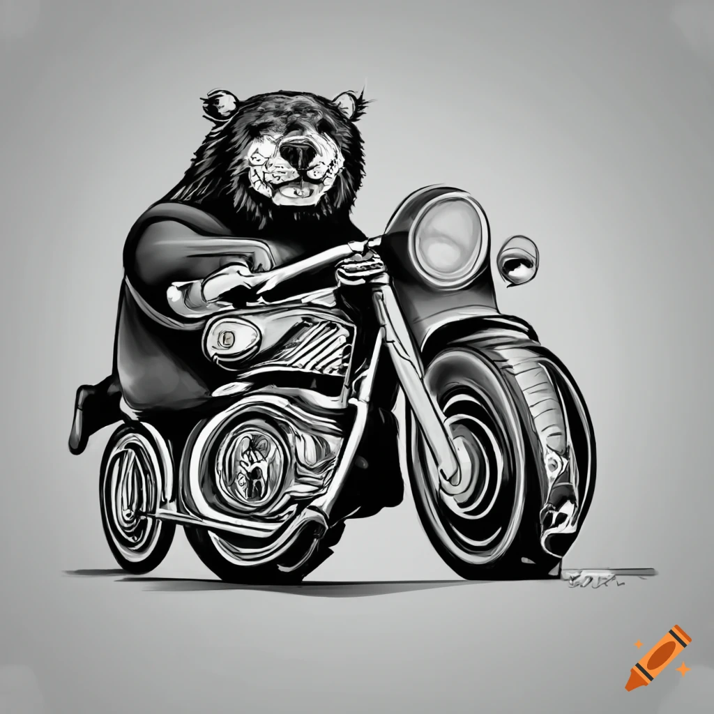 Bear on motorcycle
