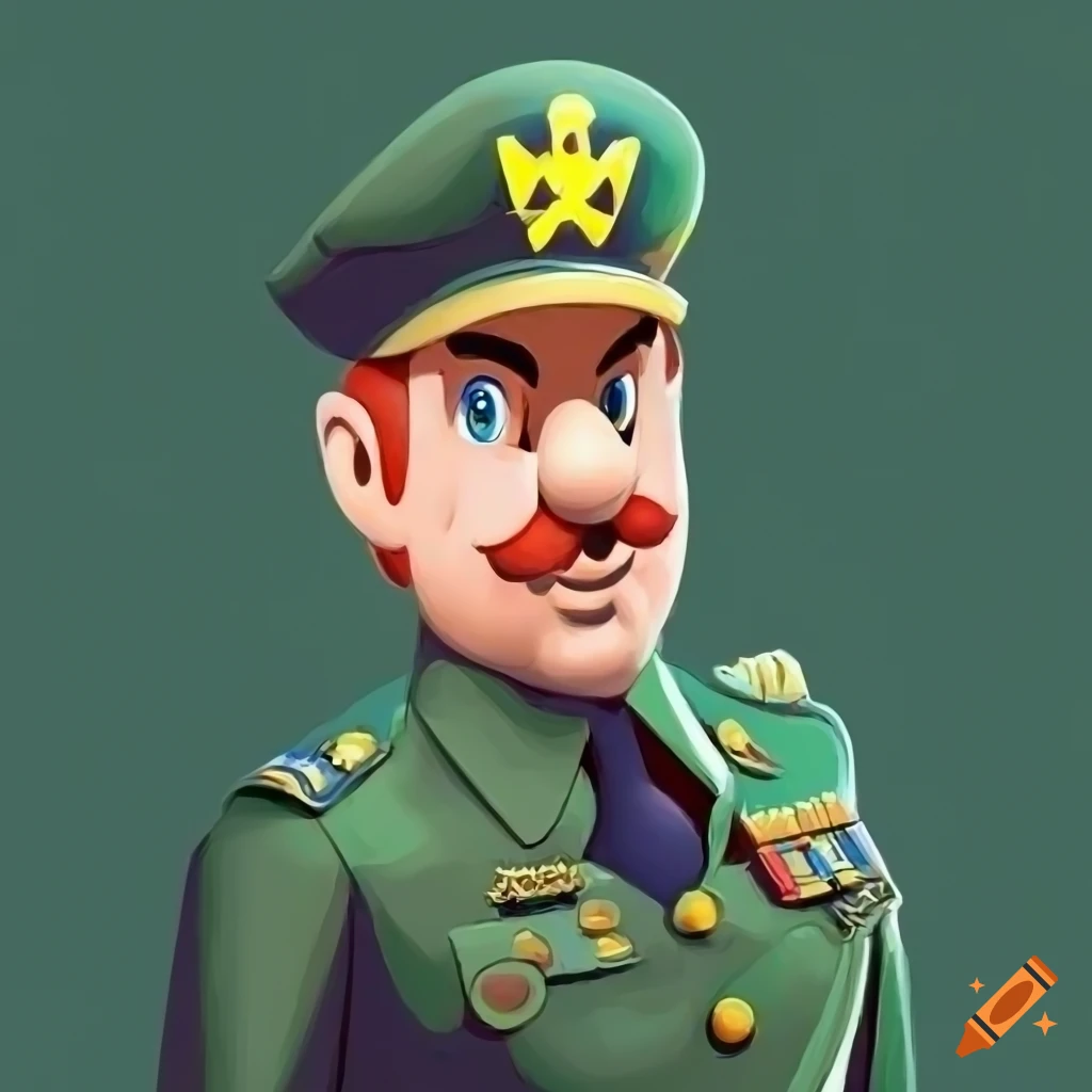 Illustration of Super Mario, in the clothing style of a military ...