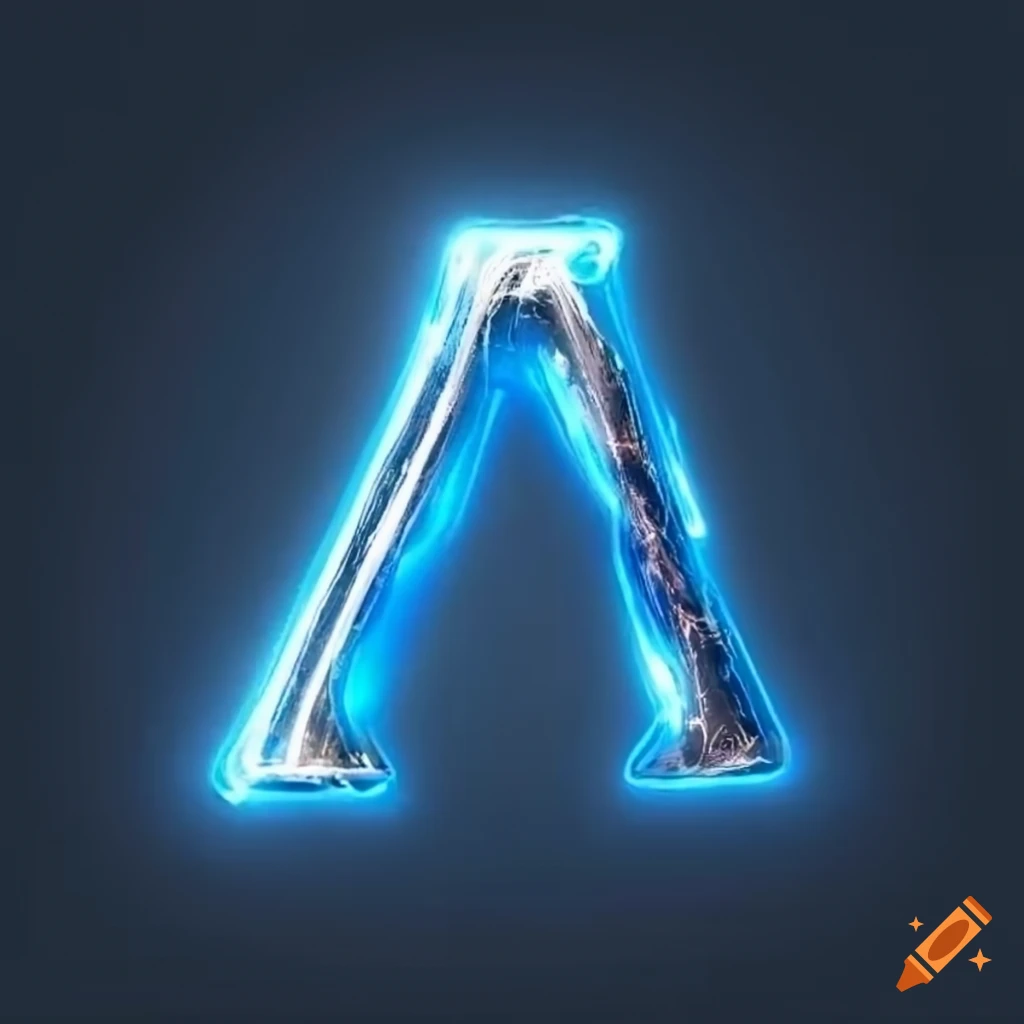 Alpha symbol logo in electric blue font