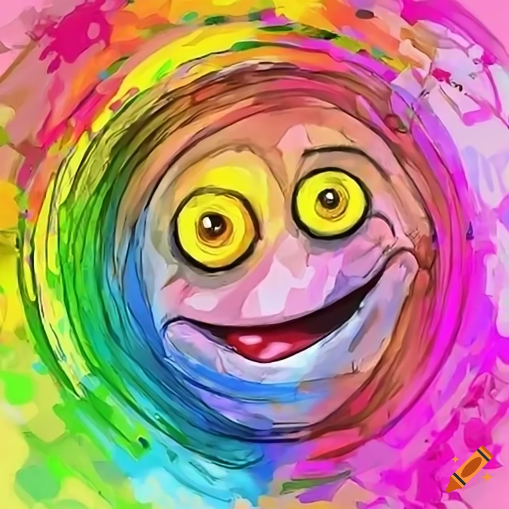 Circle smile cartoon by colors light on Craiyon