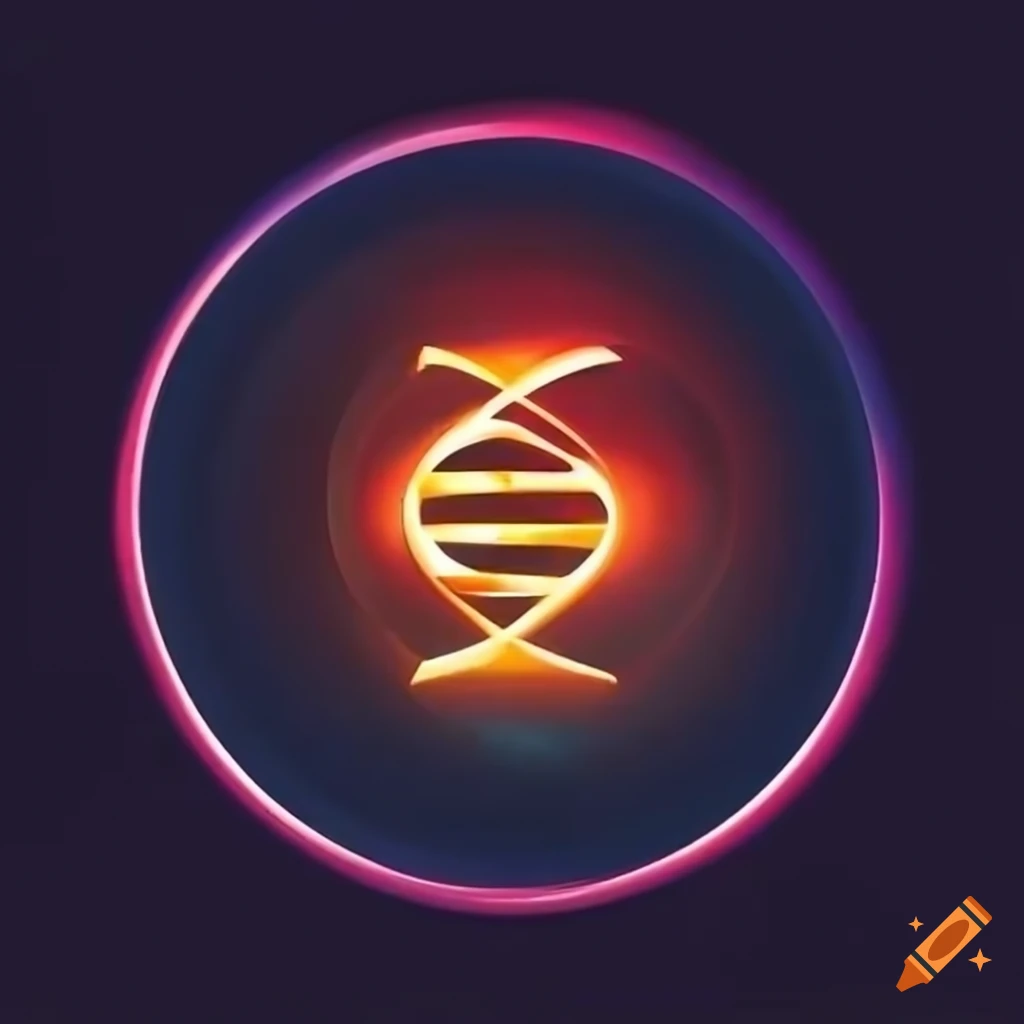 Dna helix in a circular logo with rocket flames