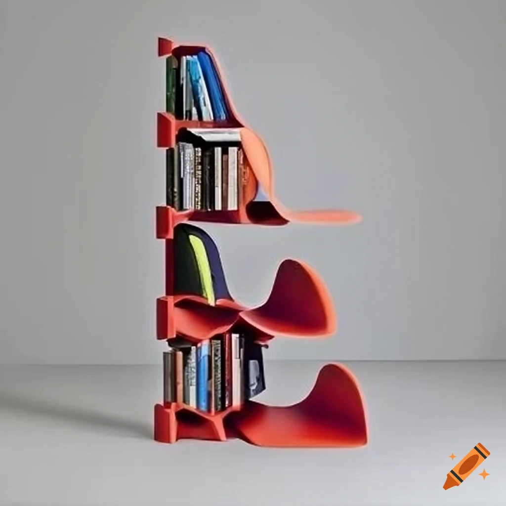 Create a visually captivating bookcase design inspired by the iconic ...