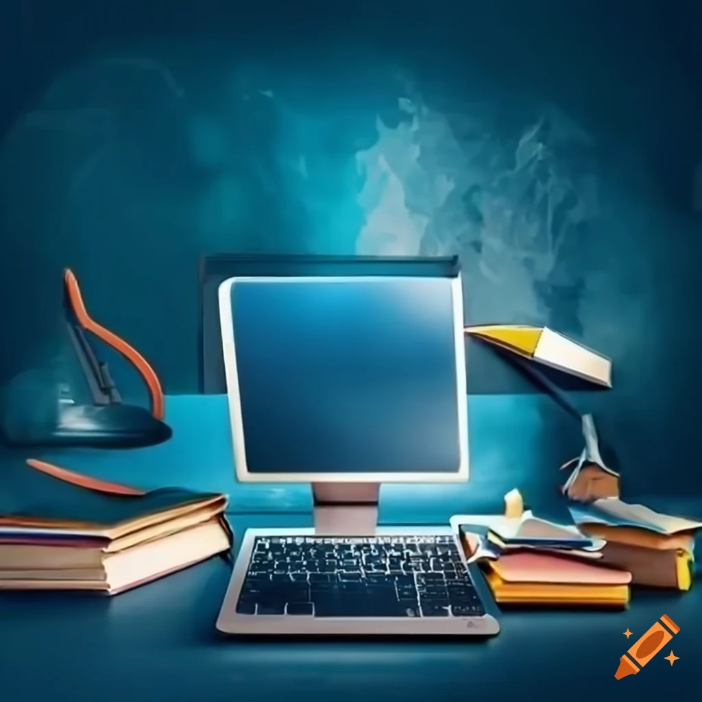 Student studying with laptop, books and tech tools on desk