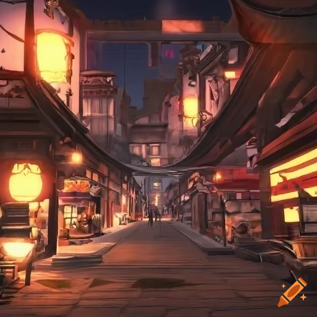Street view of the Kogane Dori market from Kugane in Final Fantasy XIV ...