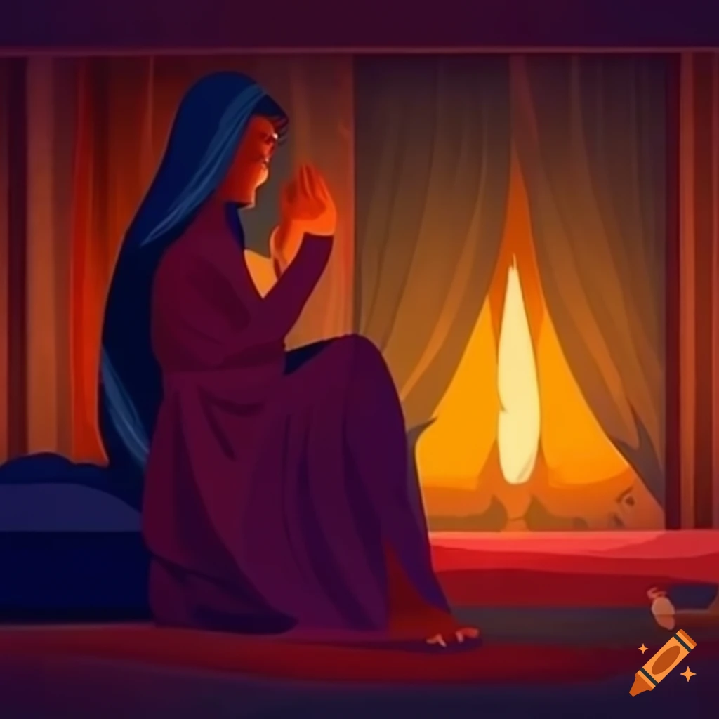 A person praying in their bedroom to God on Craiyon