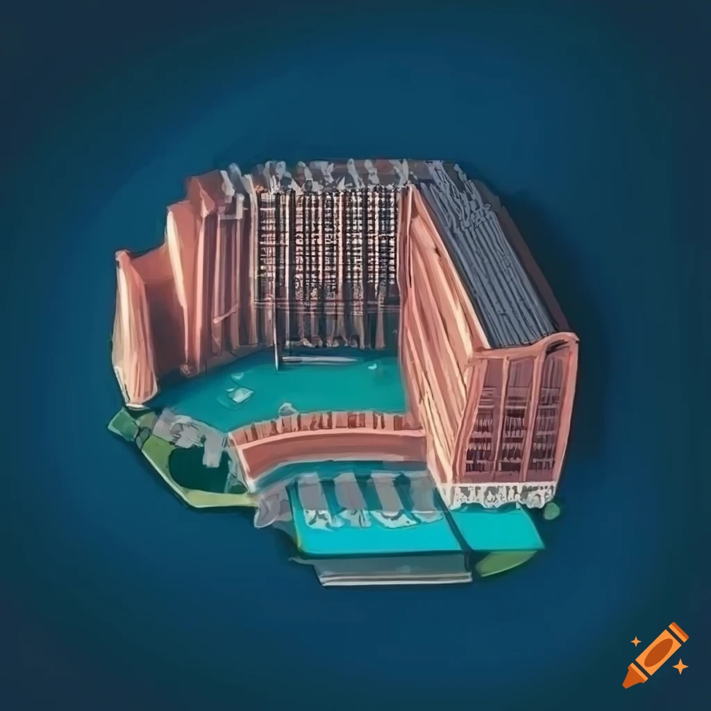 Hotel illustration top view on Craiyon