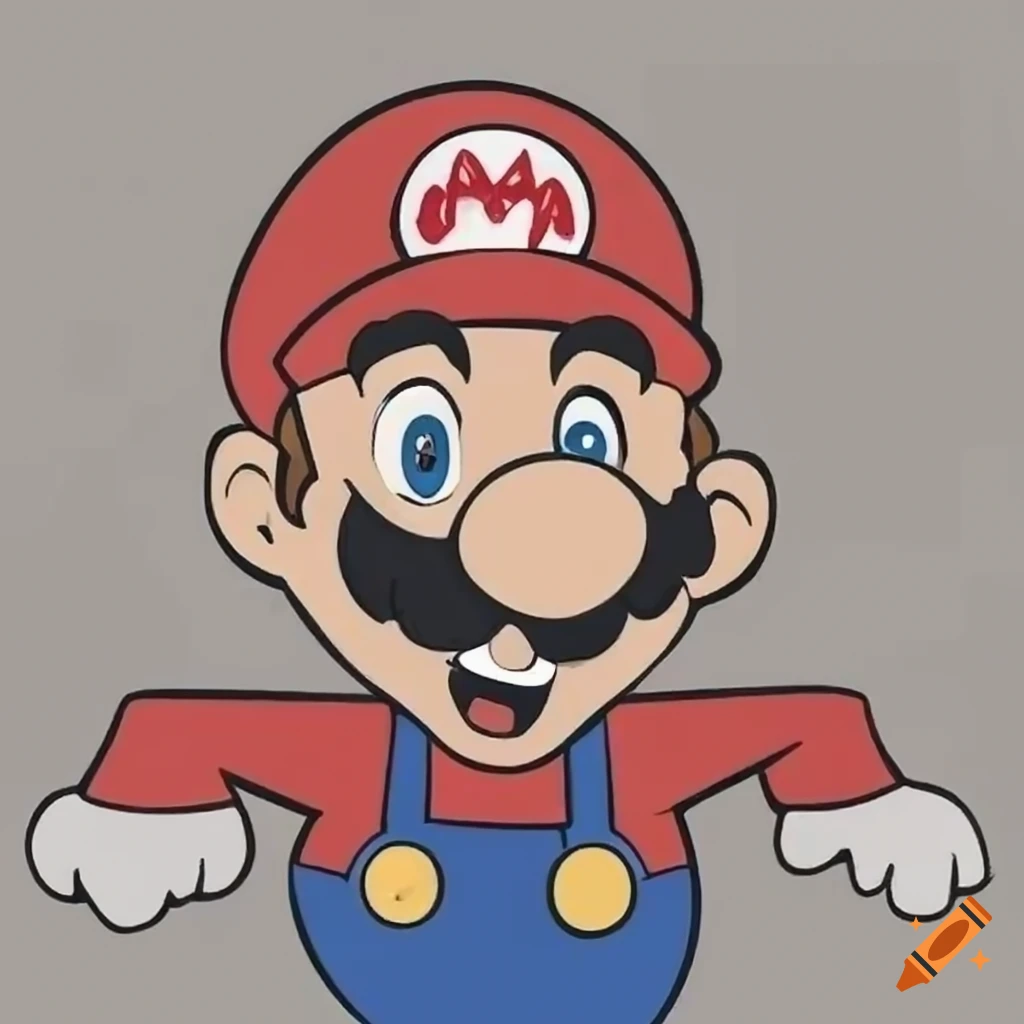 Mario in a retro cartoon style