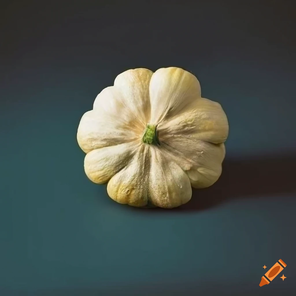 A fresh white pattypan squash on a dark background on Craiyon