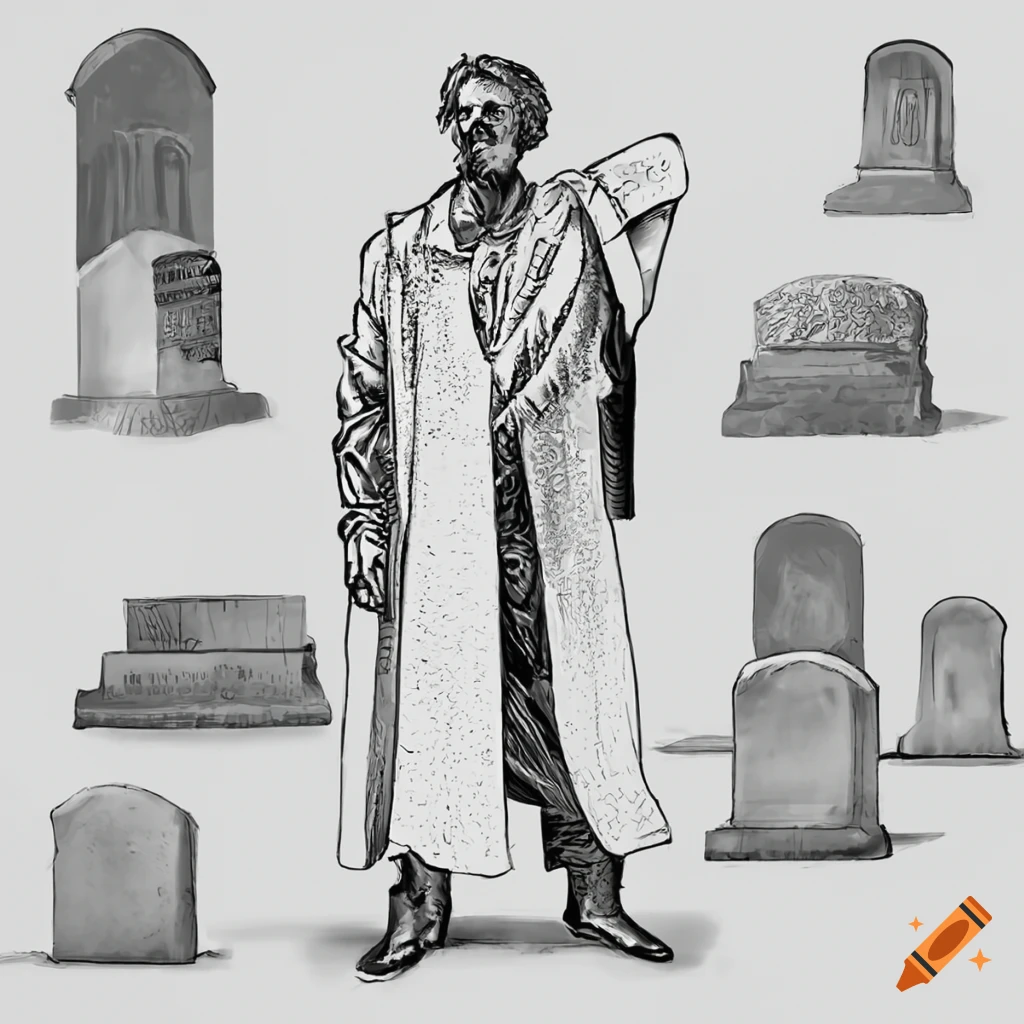 Cemetery keeper male full body on Craiyon