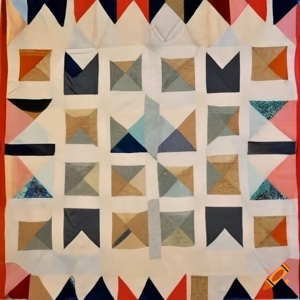 Improv quilt, matisse-inspired geometric fiber art, modern quilting ...