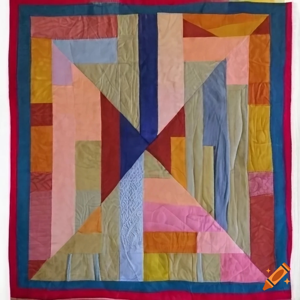 Improv quilt, matisse-inspired geometric fiber art, modern quilting ...
