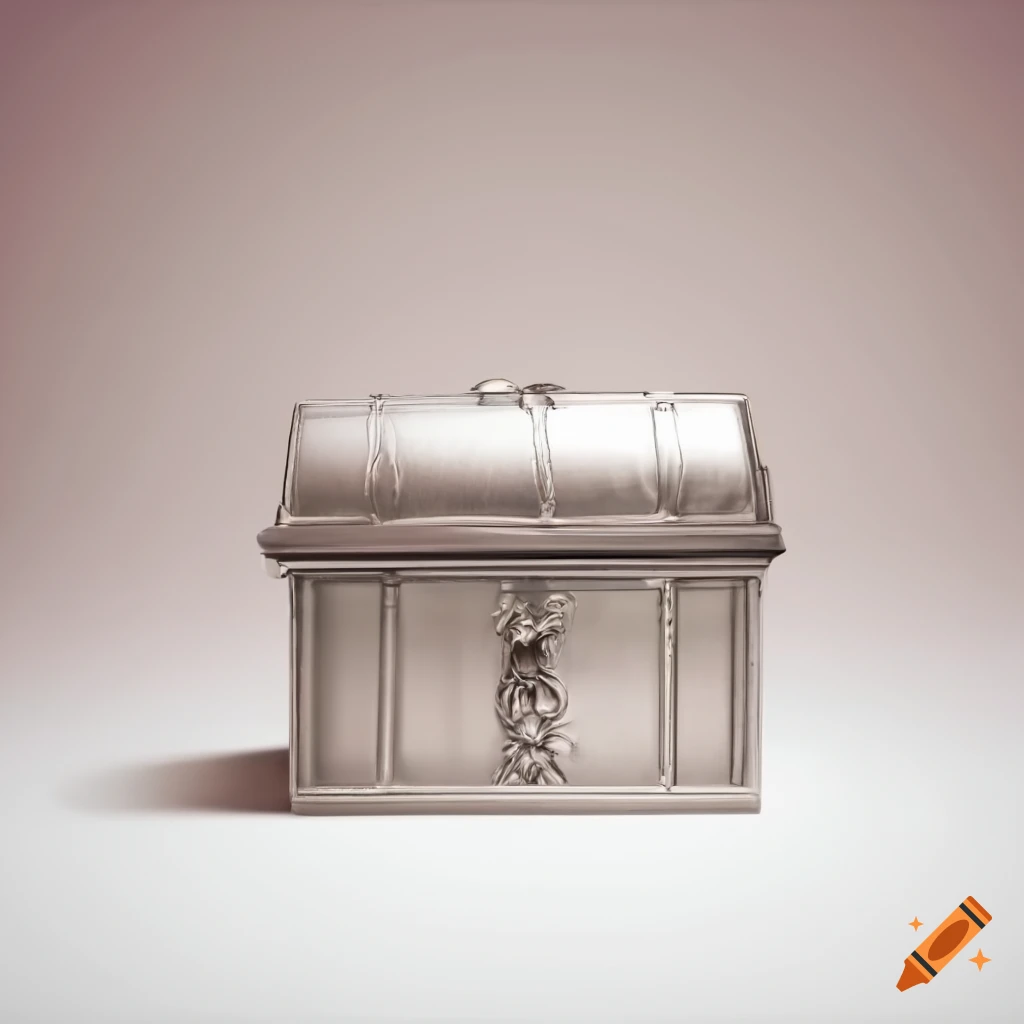 A silver chest on a white background on Craiyon
