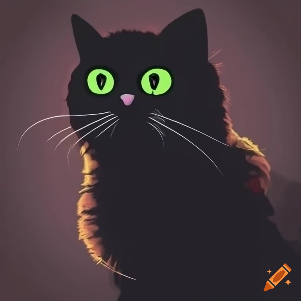 Cute spooky black cat on Craiyon