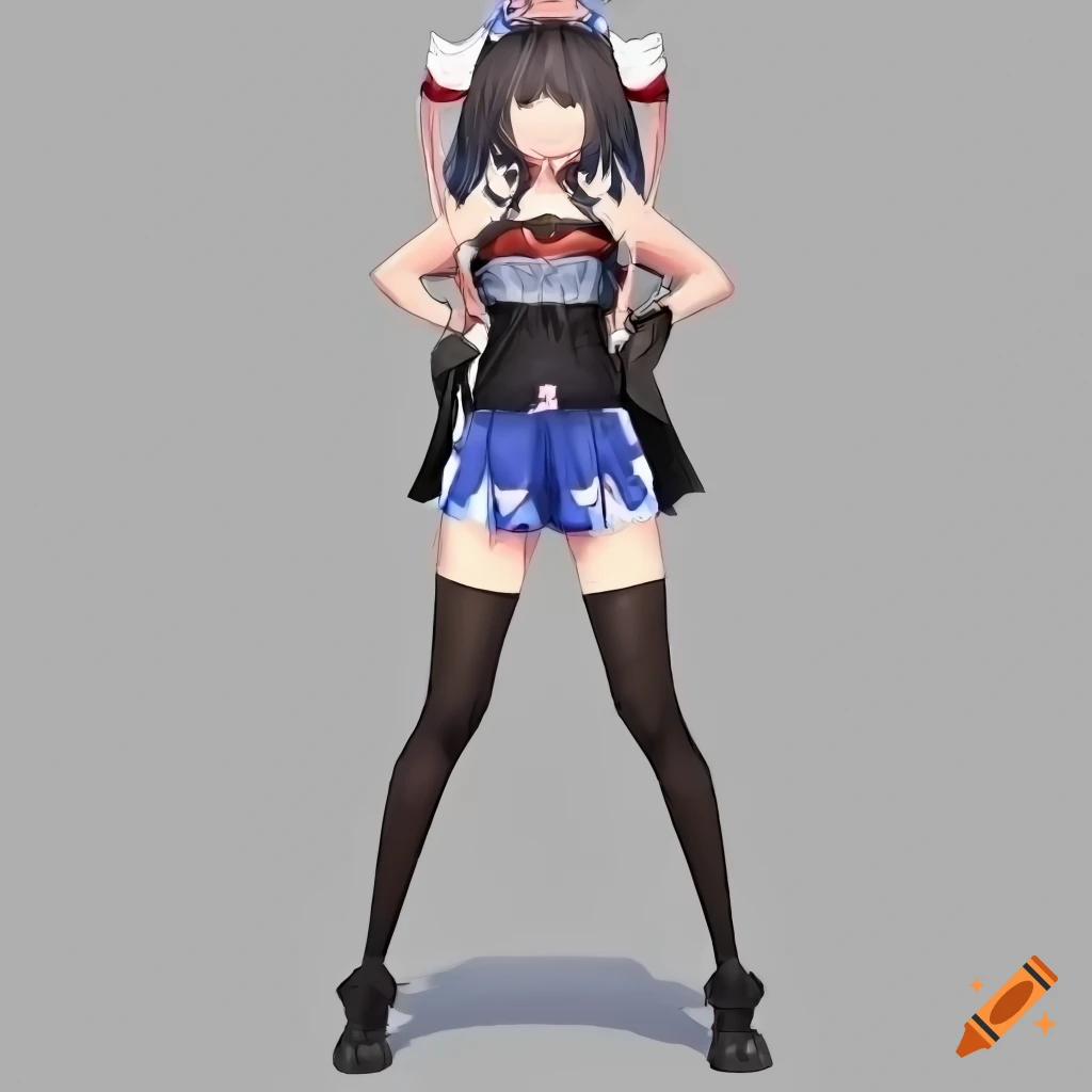 Front facing, Knee up render of an Original Female anime Vtuber ...