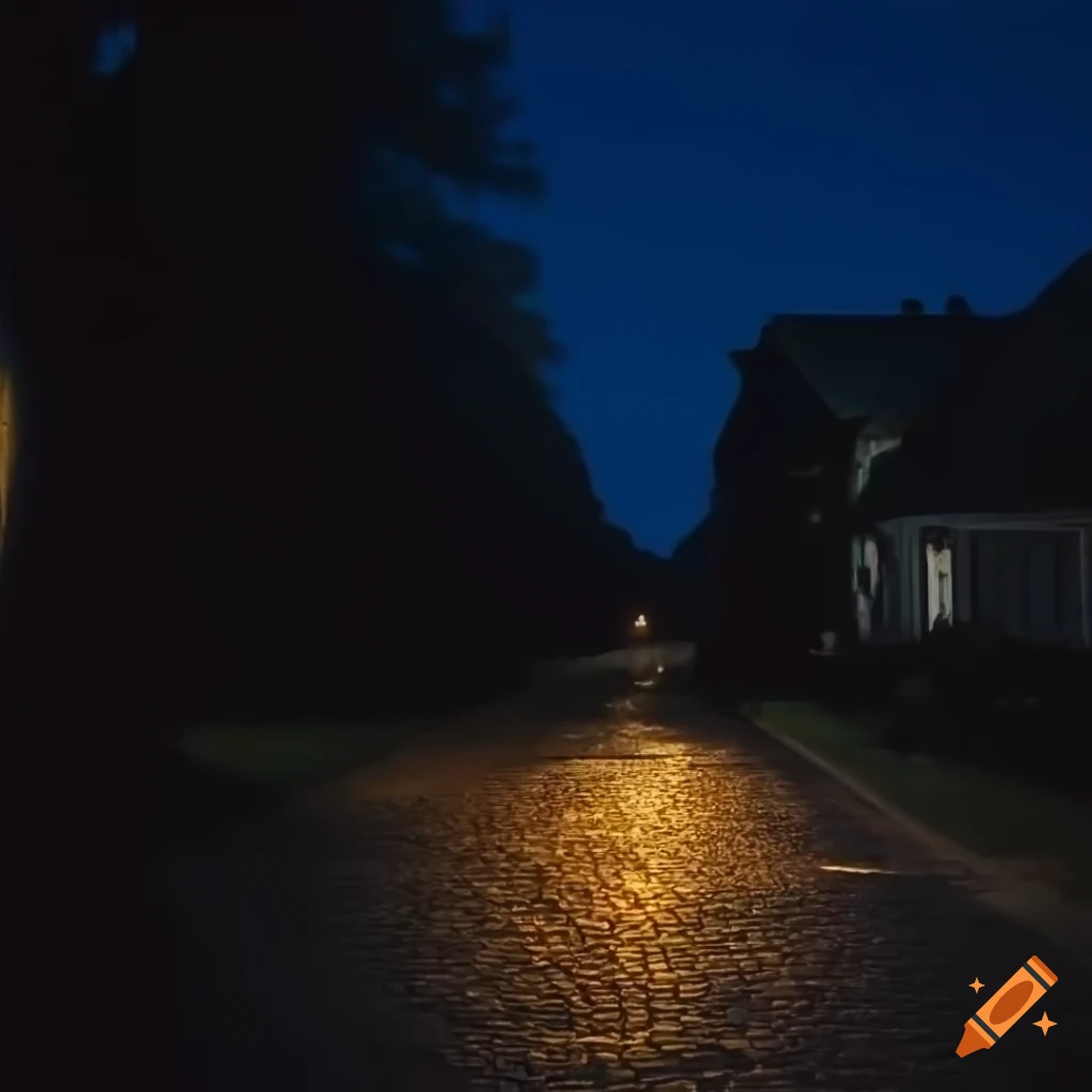 Country street at night liminal space on Craiyon