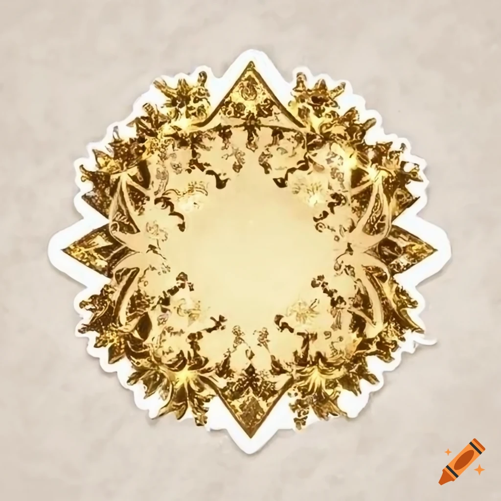 Gold star sticker with white outline. rococo