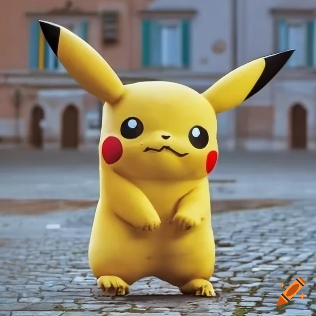 Pikachu standing on a street of Livorno, Italy on Craiyon
