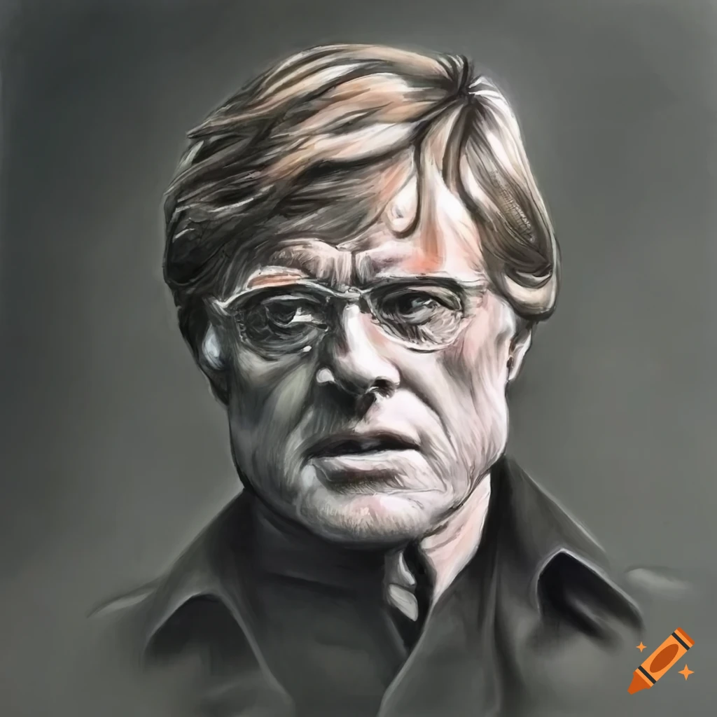 Unique composition robert redford pencil art very detailed