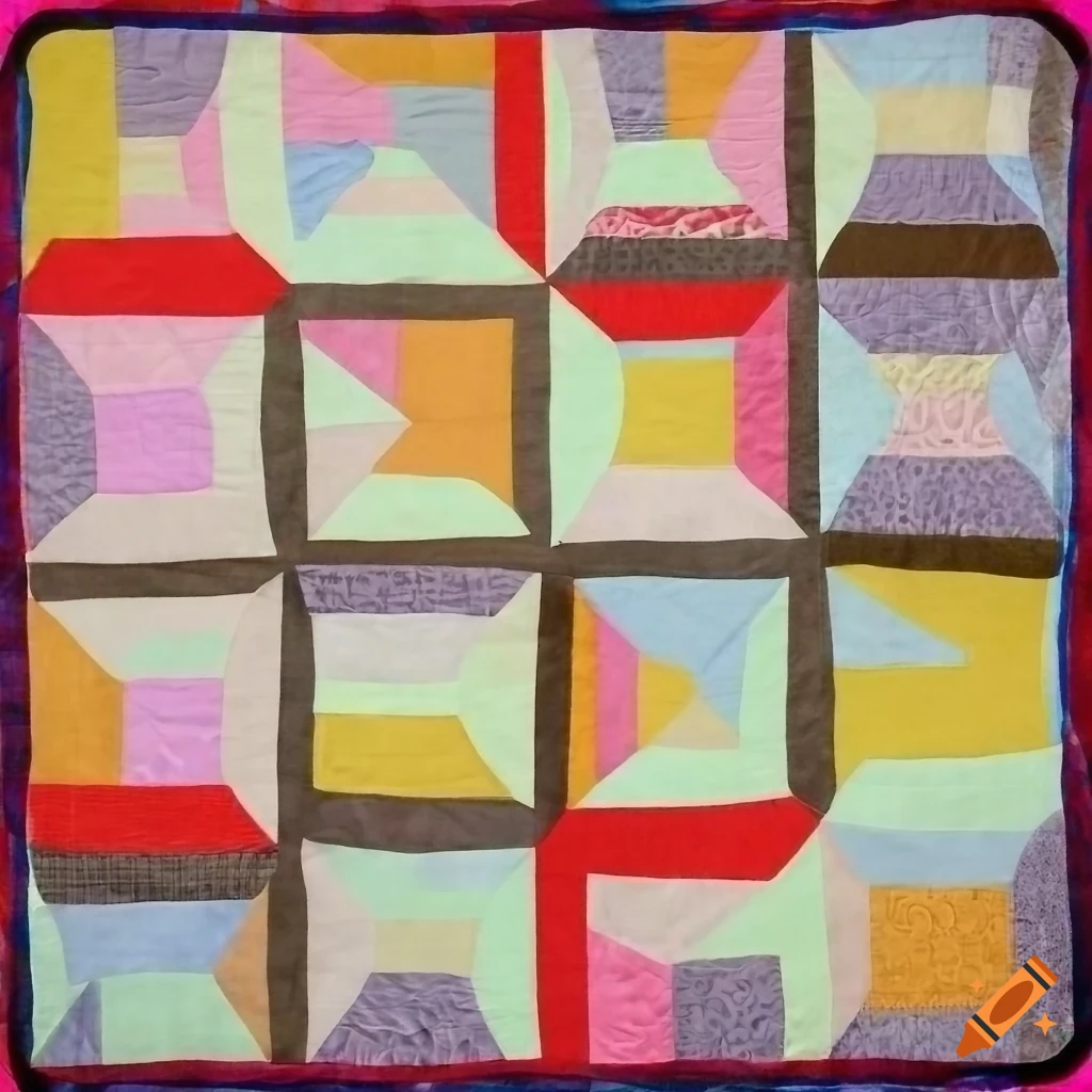 Improv quilt, matisse-inspired geometric fiber art, modern quilting ...