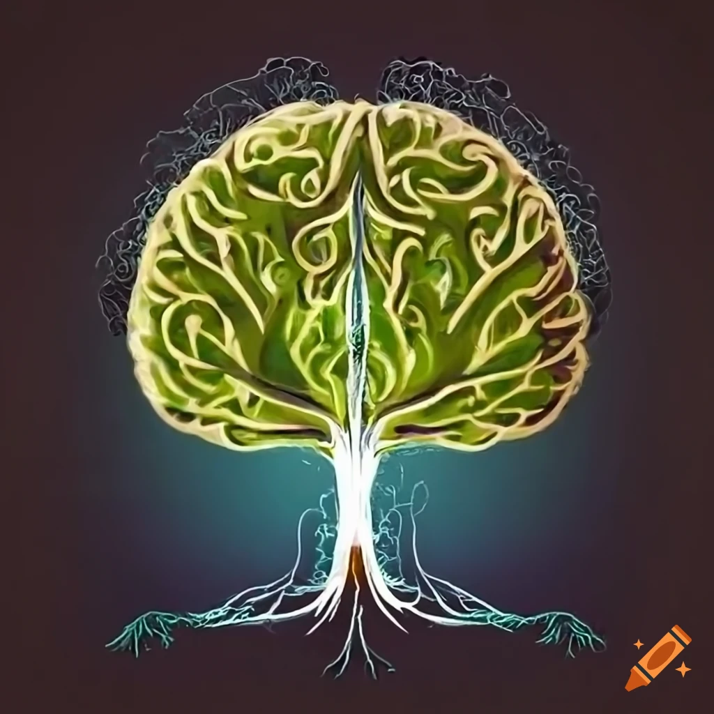 Logo with a tree growing in the shape of a brain This concept is based ...